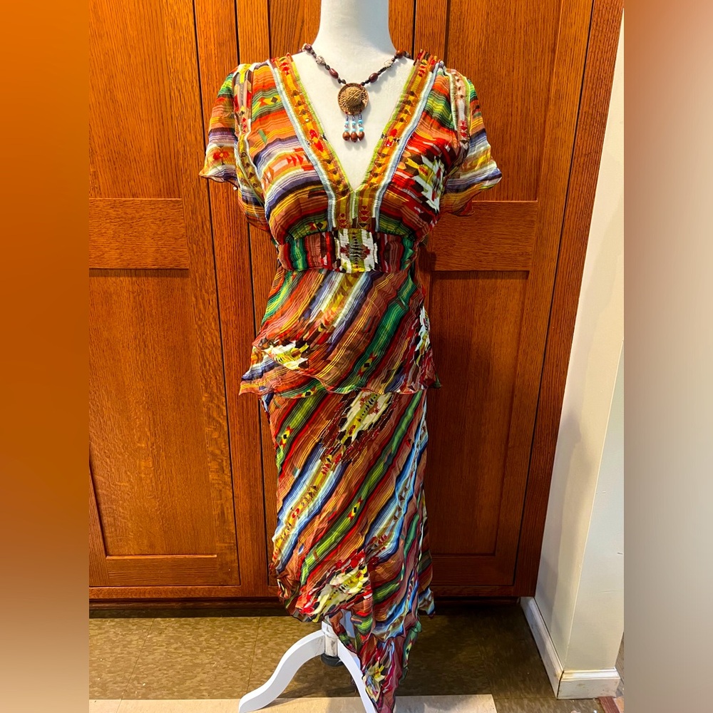 Vintage Rene Derhy Collection Aztec Boho Top & Skirt … - Gem